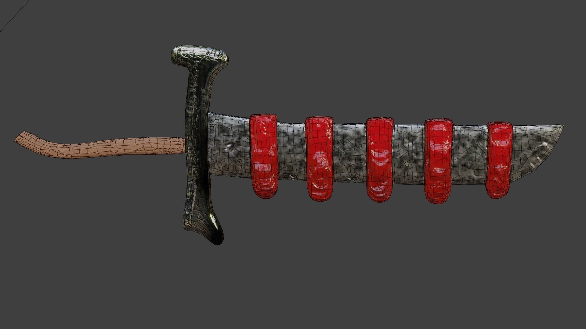 3D model Stylized sword weapon with ruby overlays PBR low-poly game ...