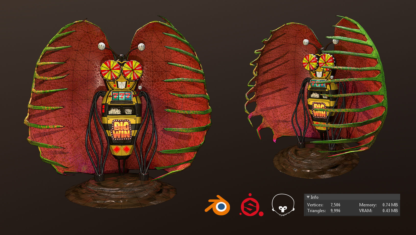 Slot machine BIG WIN Low poly 3D model free VR / AR / low-poly 3D model ...