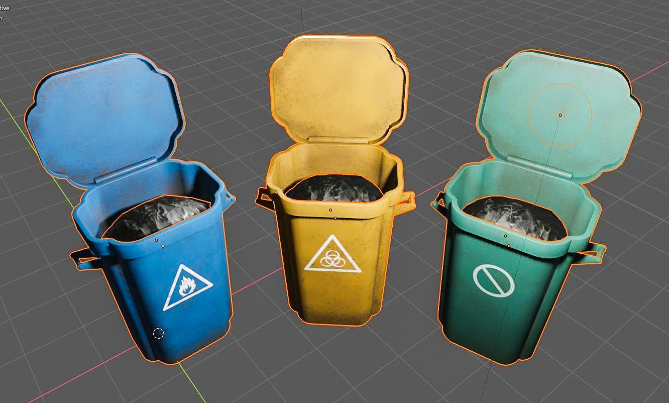 3D model Trash Bin 3D Model Set VR / AR / low-poly | CGTrader