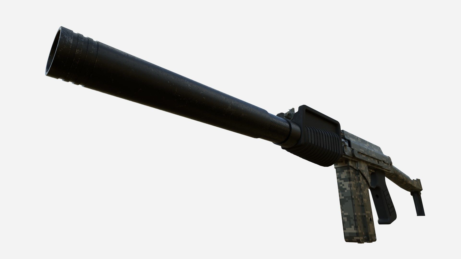 3D model Low-poly model of pixel camo rifle 9A-91 with silencer VR / AR ...