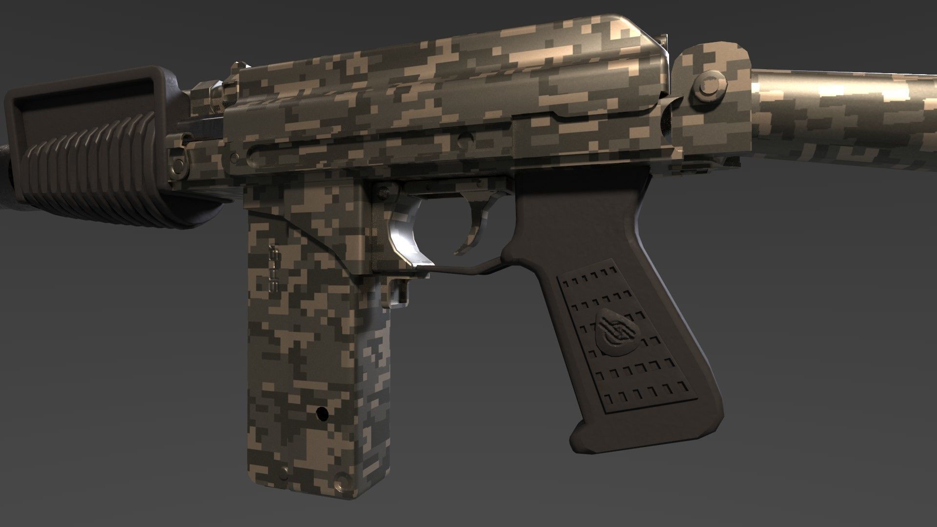 3D model Low-poly model of pixel camo rifle 9A-91 with silencer VR / AR ...