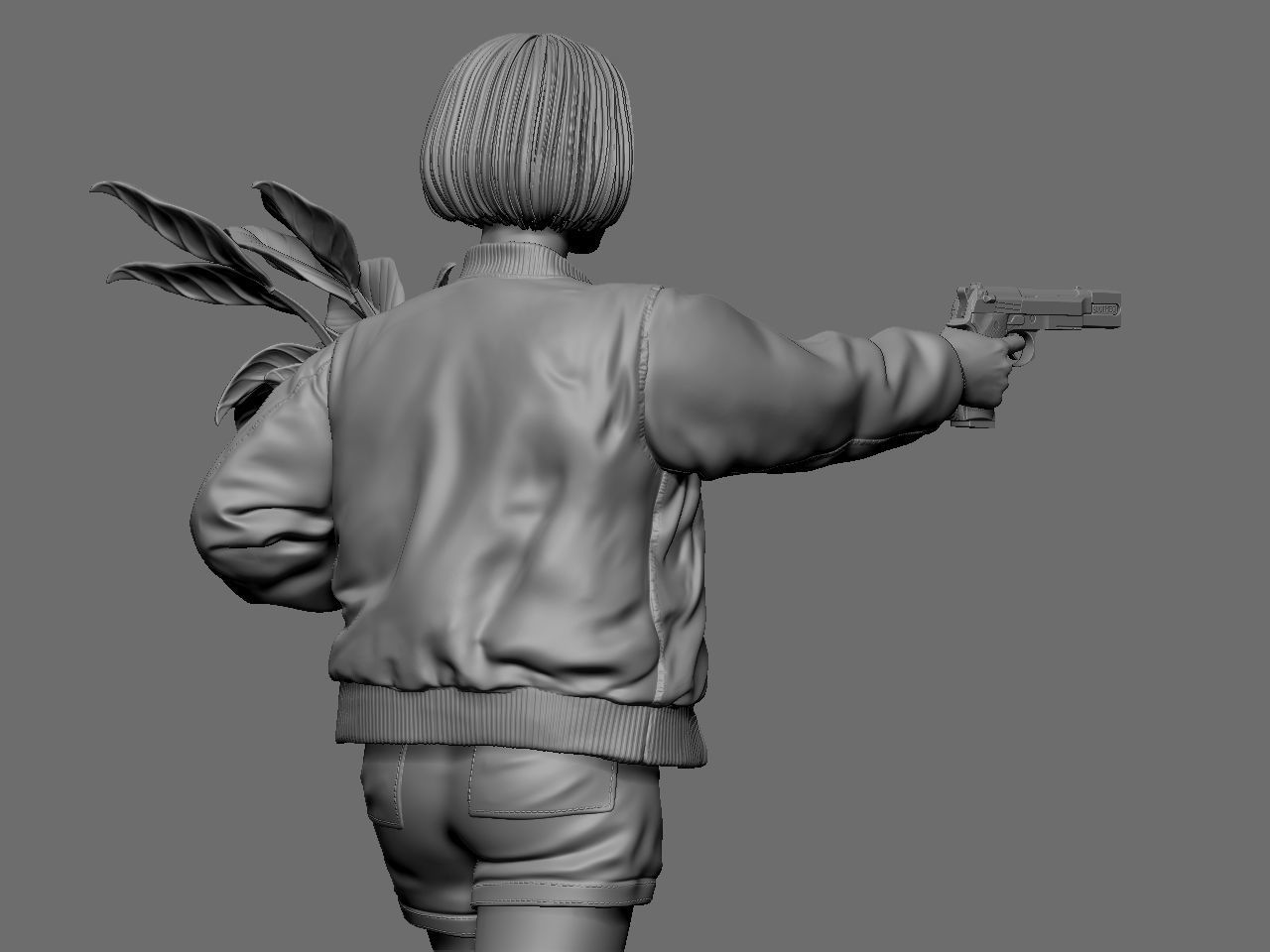 Mathilda woman holding gun and plants 3D model 3D printable | CGTrader