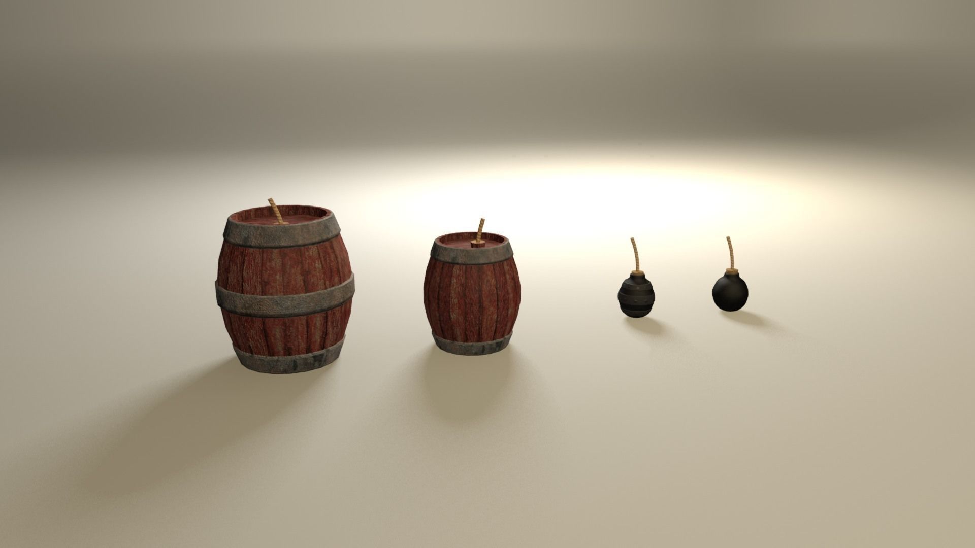 3D model Medieval fantasy pirate bombs and explosive barrels pack VR ...