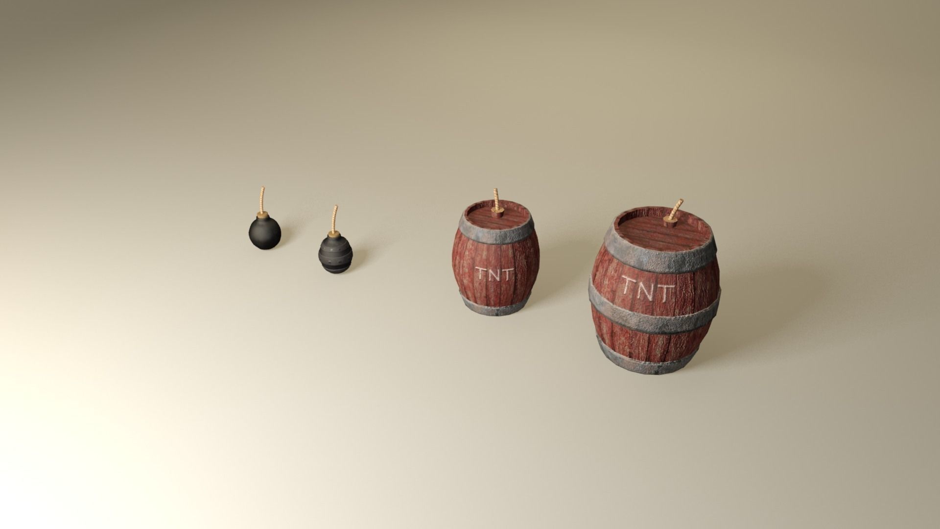 3D model Medieval fantasy pirate bombs and explosive barrels pack VR ...