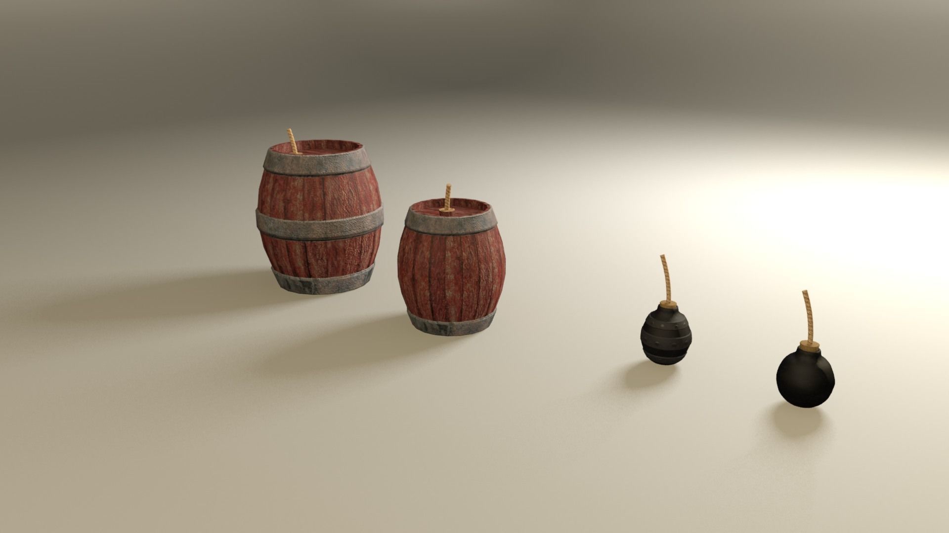 3D model Medieval fantasy pirate bombs and explosive barrels pack VR ...