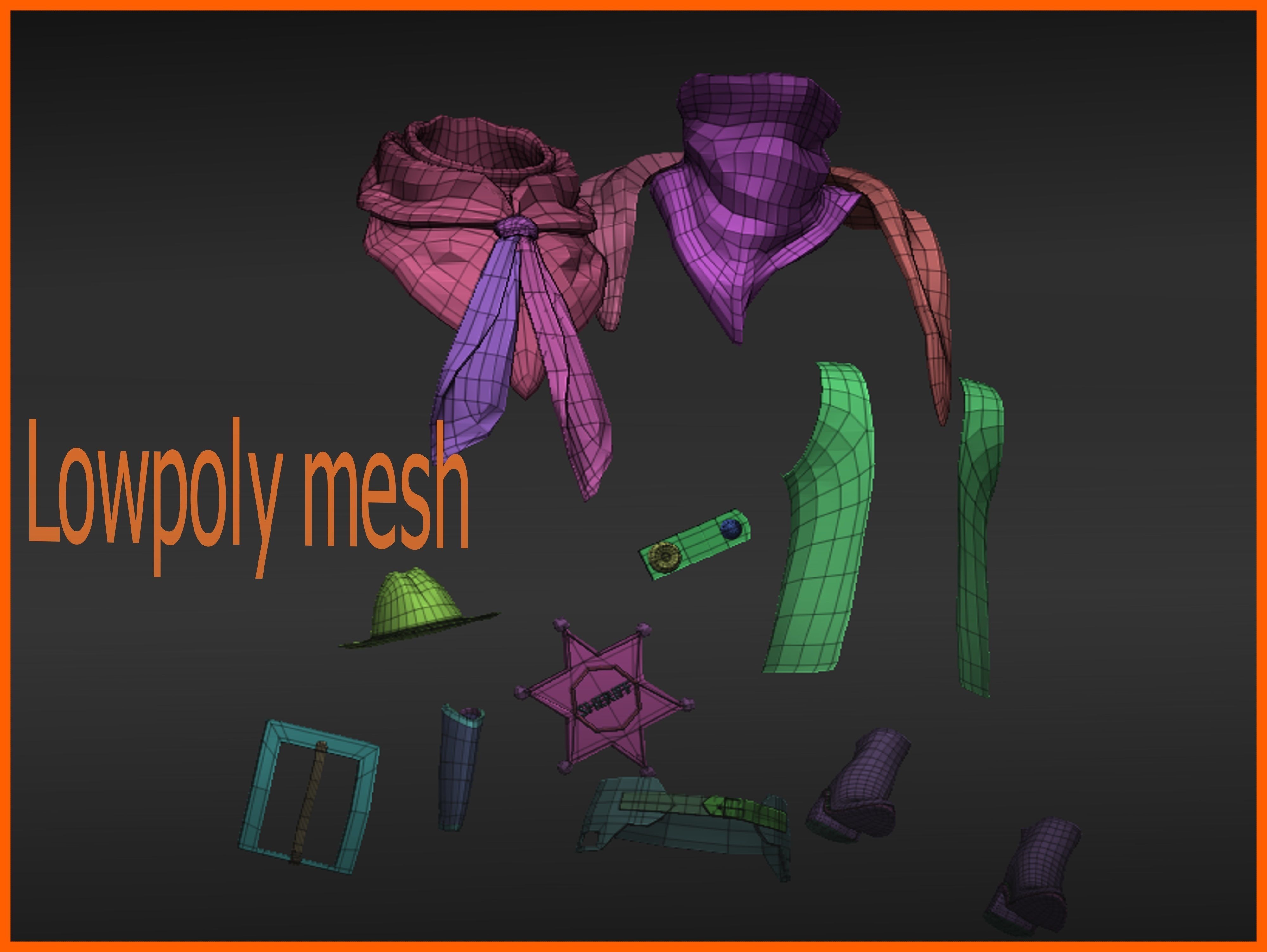 3D model Cowboy pack brush IMM and Curve Lowpoly 3D model VR / AR / low ...