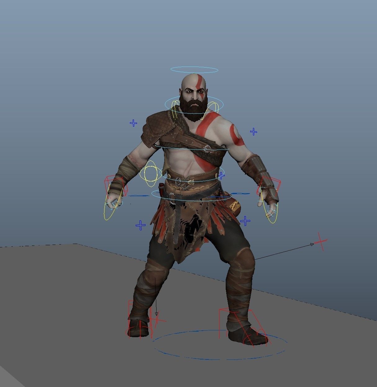 Rig Kratos from God of war 3D model rigged | CGTrader