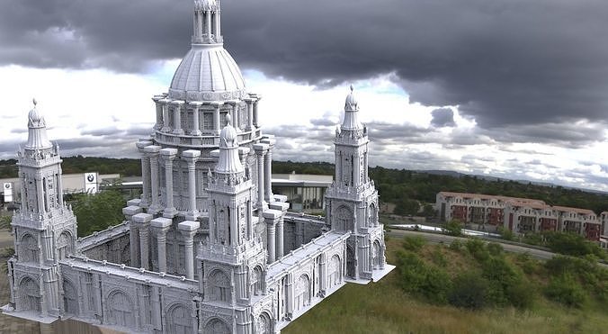 Gothic Cathedral Towers with walls with Dome Tower 3D model | CGTrader