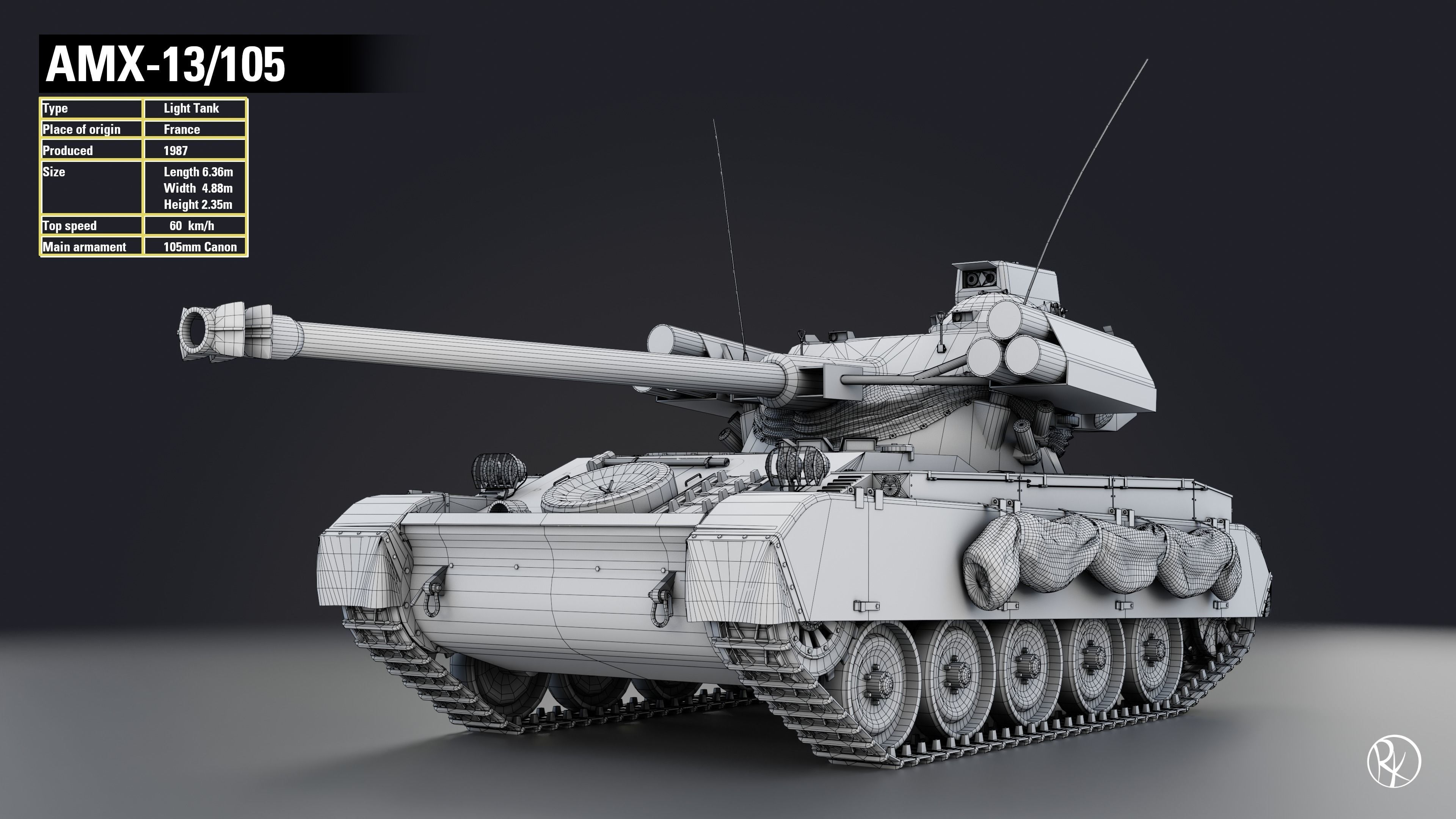AMX-13 105 PBR Model 3D model | CGTrader