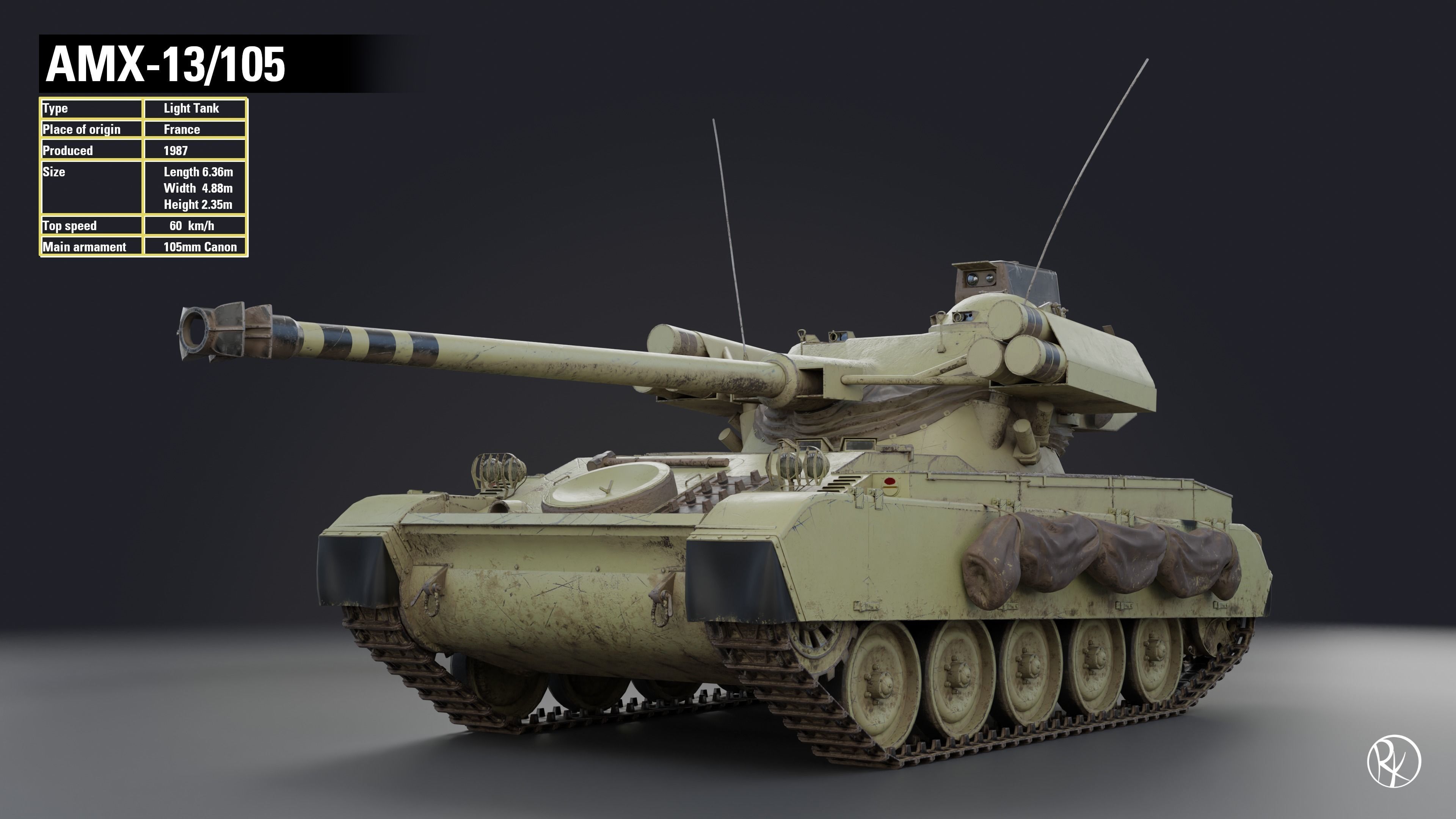 AMX-13 105 PBR Model 3D model | CGTrader