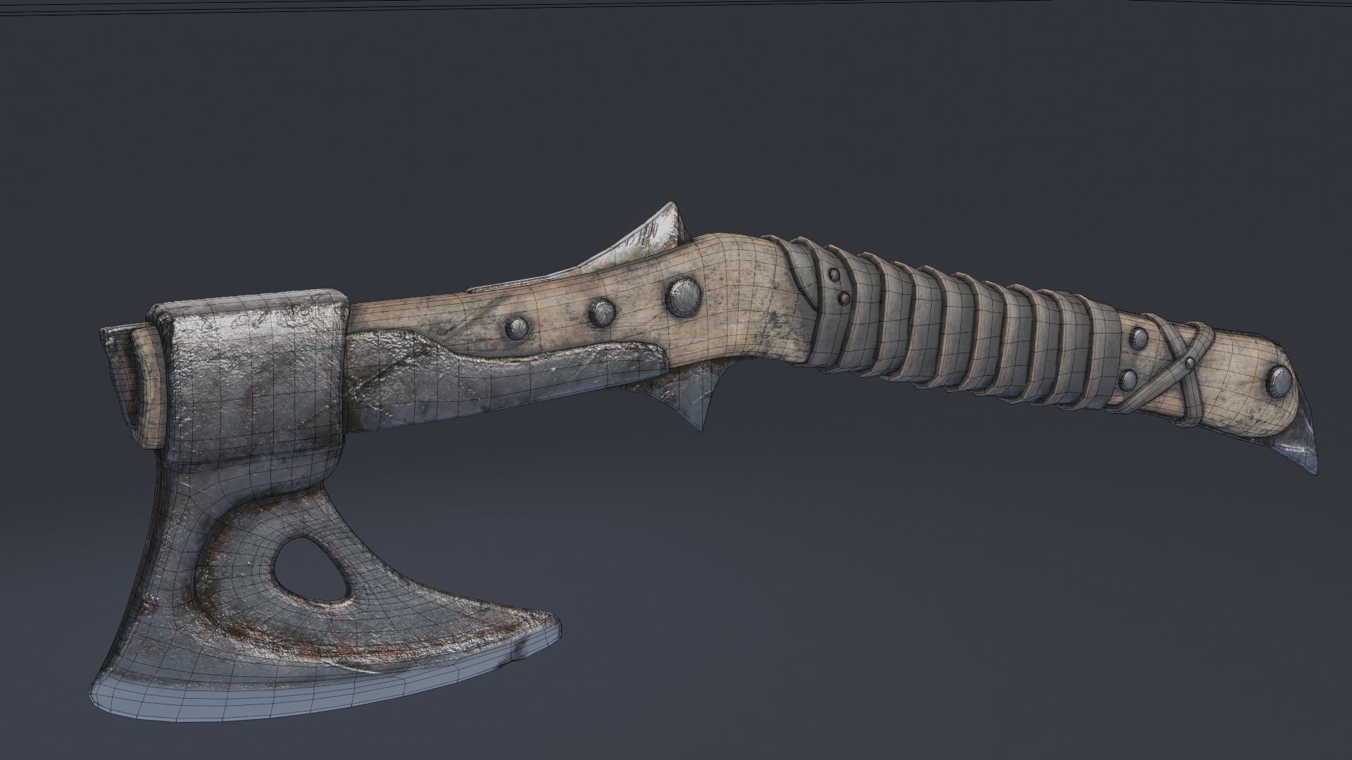 3D model Axe curved handle PBR Low-poly Game Ready VR / AR / low-poly ...