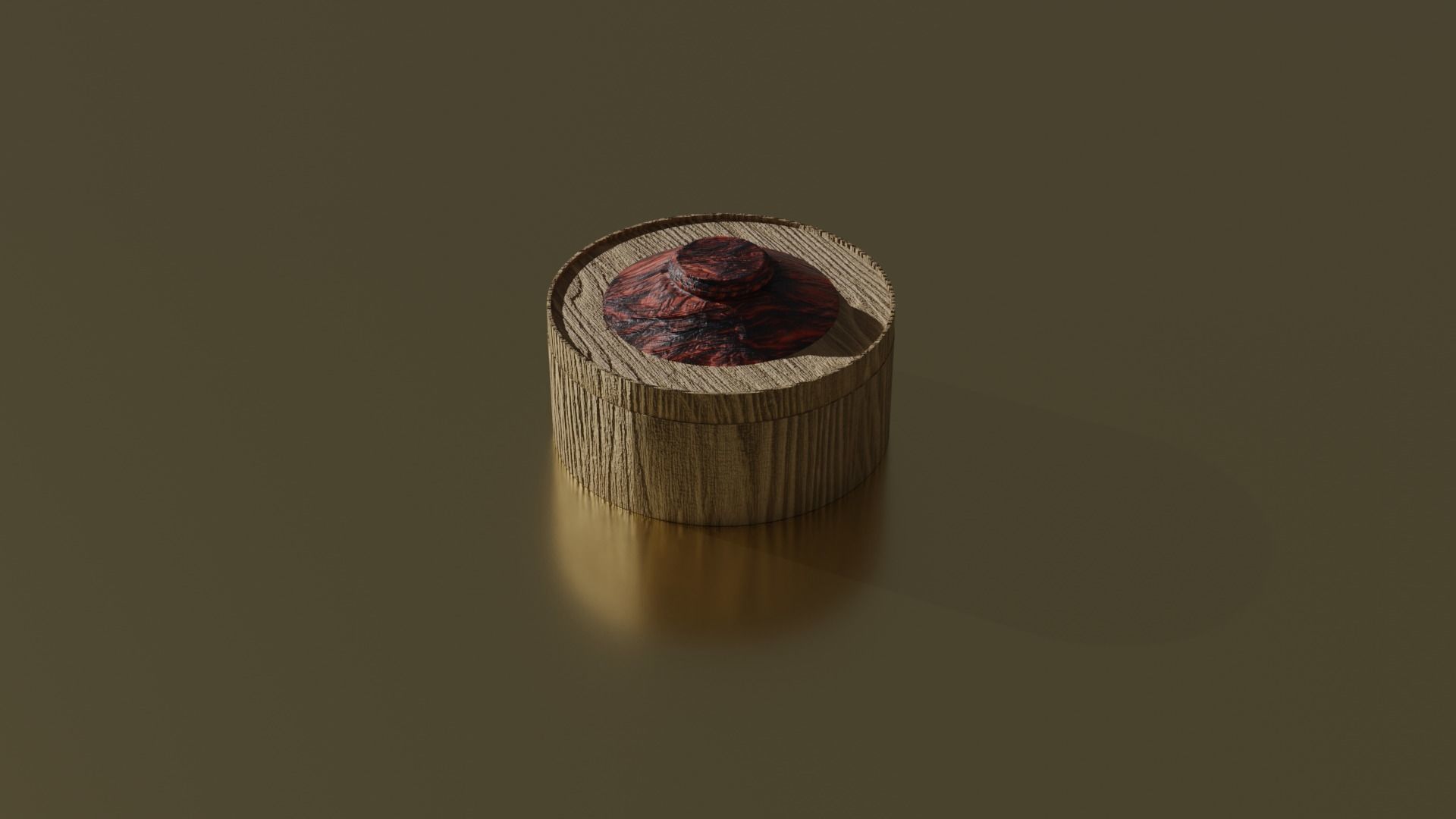 3D model Wood Circular Box With Lava Top VR / AR / low-poly | CGTrader