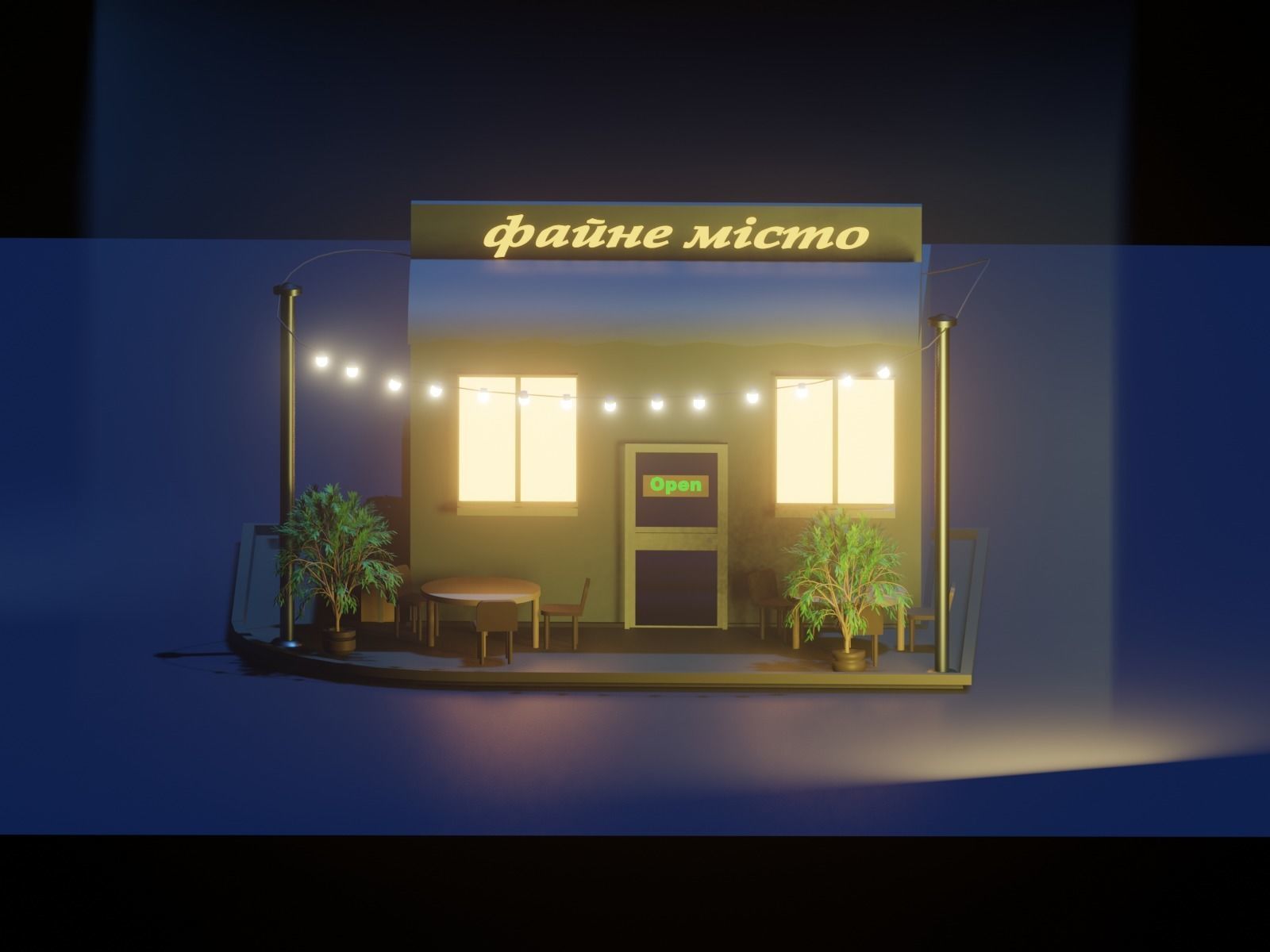 small restaurant free 3D model | CGTrader