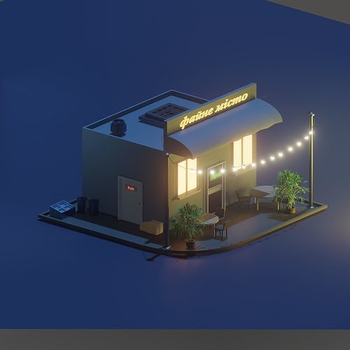 small restaurant free 3D model | CGTrader
