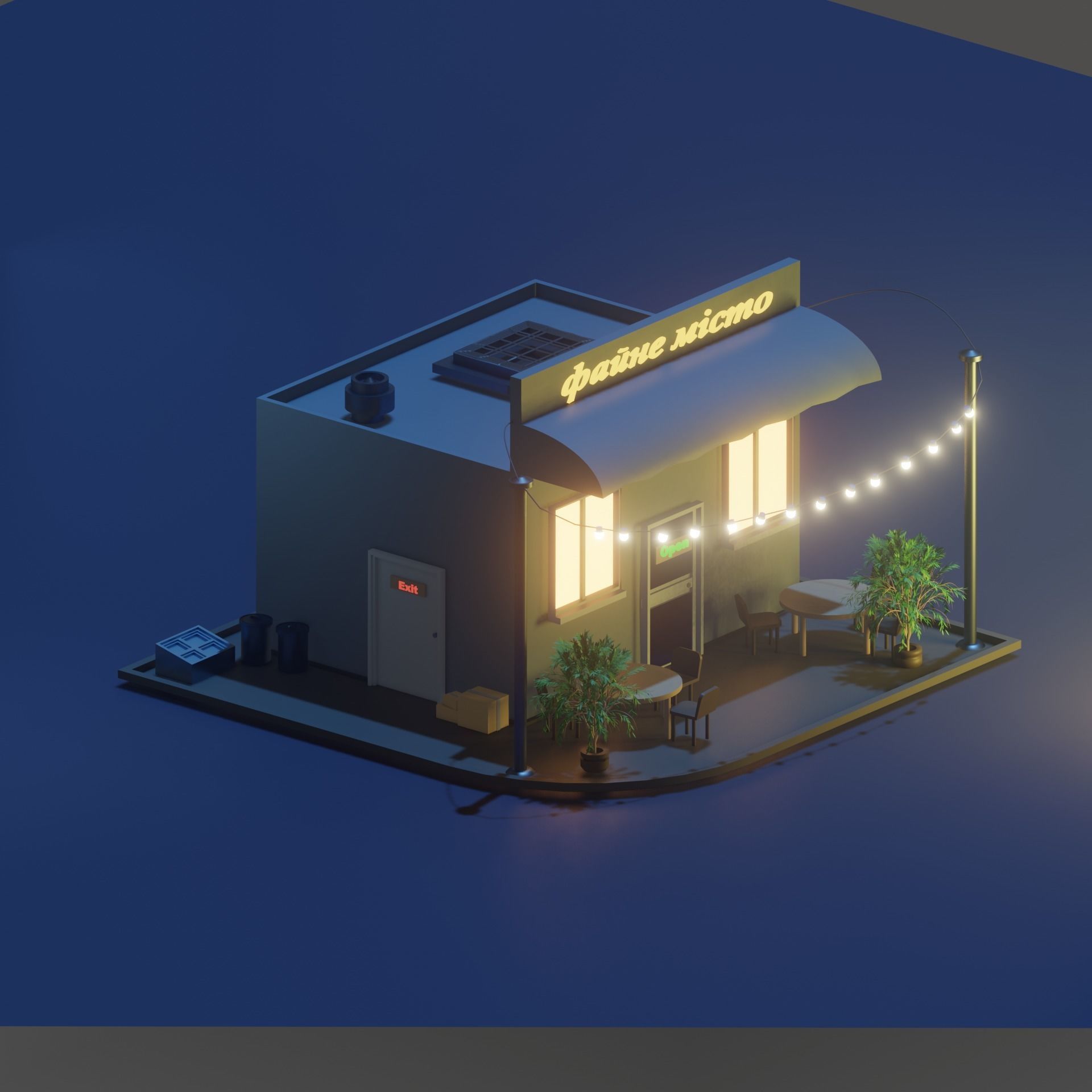 small restaurant free 3D model | CGTrader
