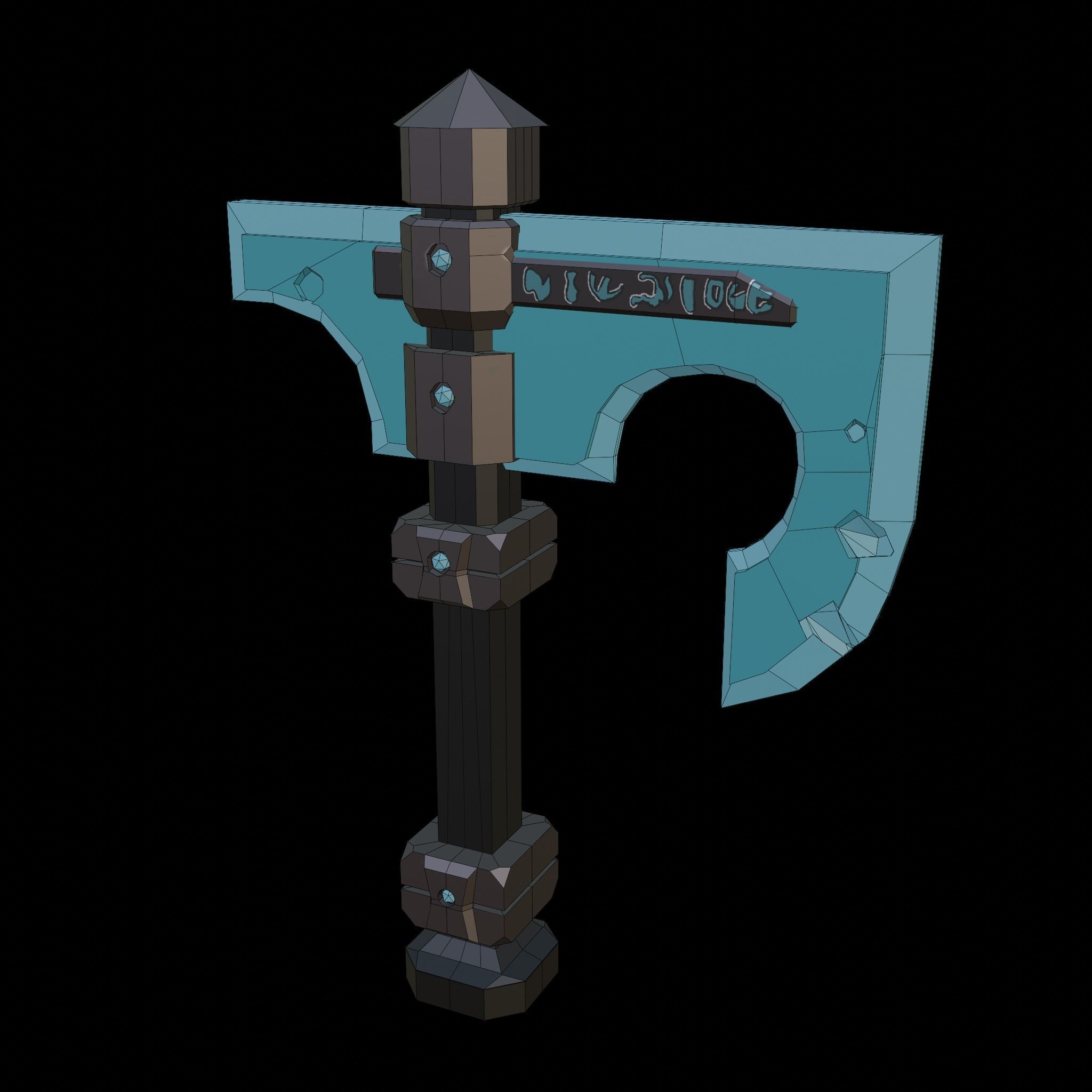 3D model Mythical Amethyst Battle Axe PBR lowpoly game-ready VR / AR ...