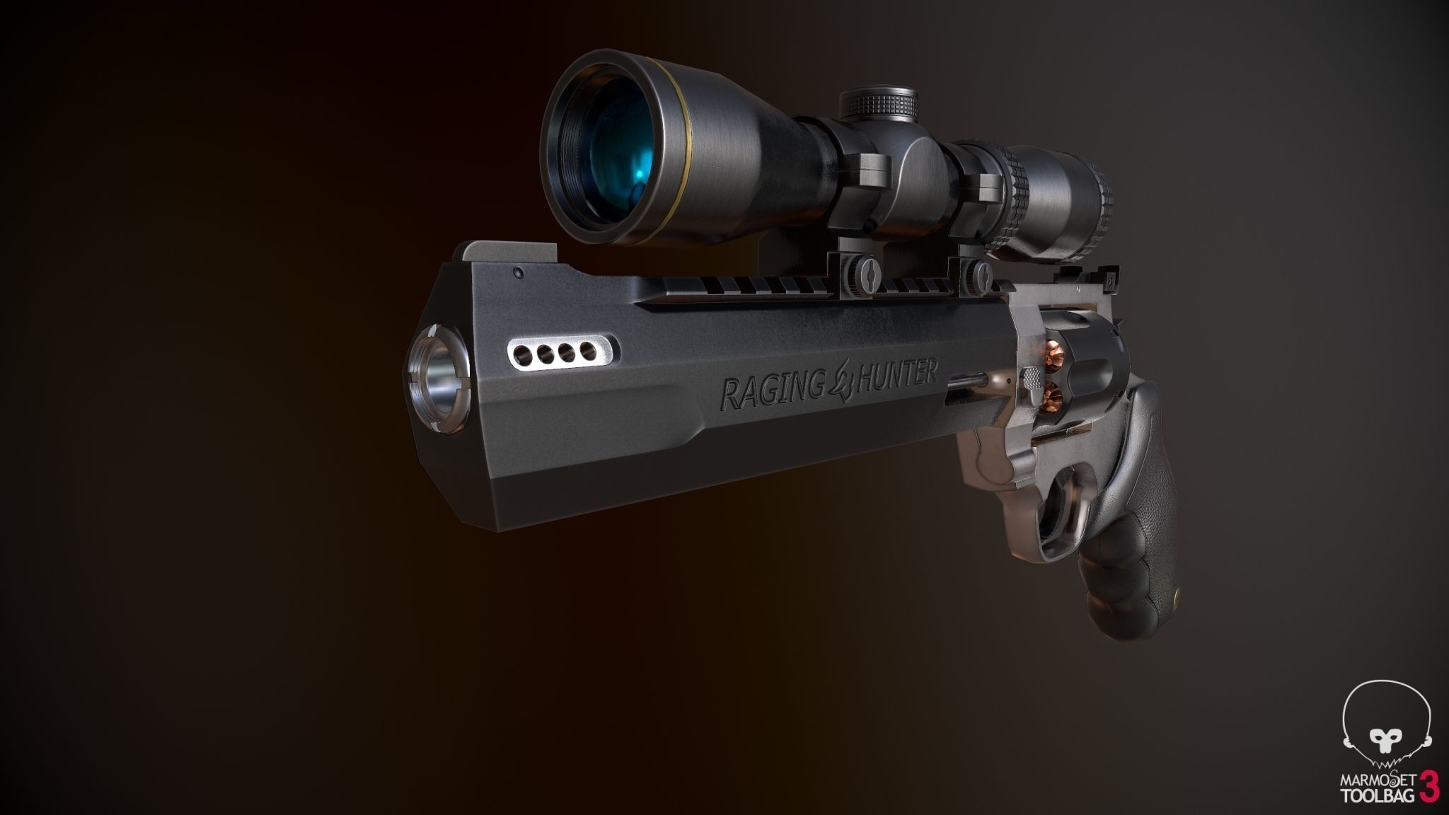 3D model Taurus Raging Hunter Revolver With Scope VR / AR / low-poly ...