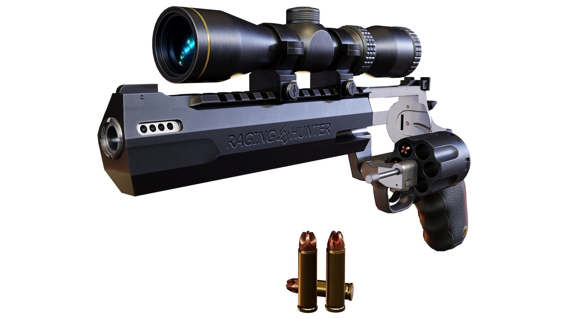 3D model Taurus Raging Hunter Revolver With Scope VR / AR / low-poly ...