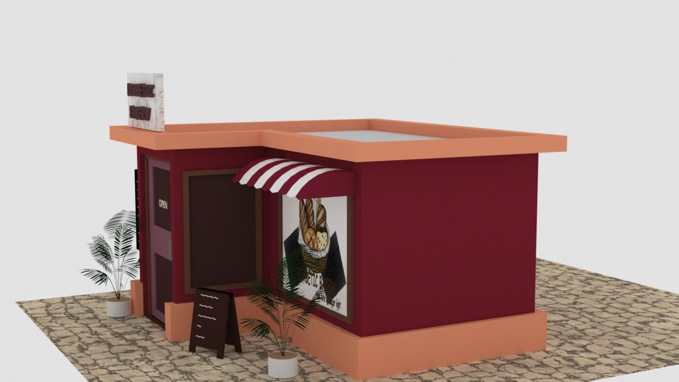 Bakery building with roof free VR / AR / low-poly 3D model | CGTrader