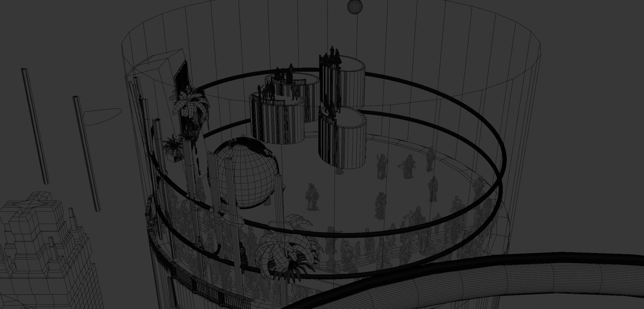 Rapture futuristic building with people in it 3D model | CGTrader