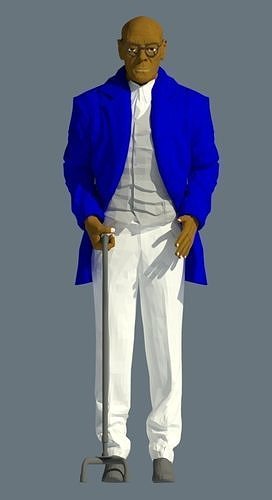 3D African old man with a cane as Revit family and Revit file 3D model ...