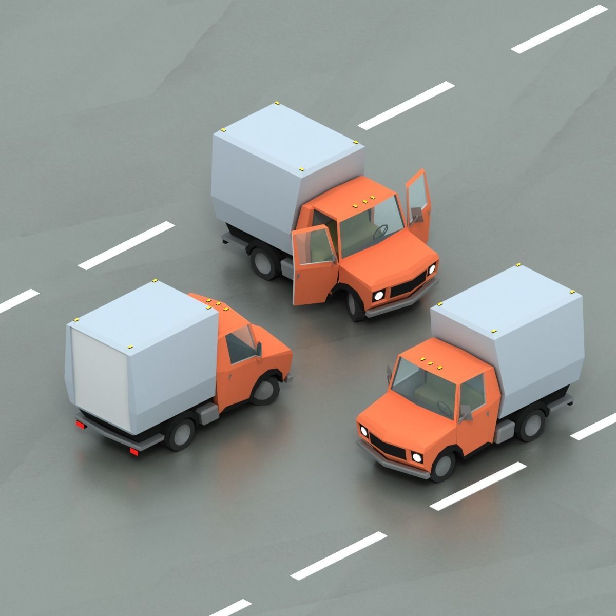 3D model Cartoon vehicle pack with interior 3D model Low-poly VR / AR ...