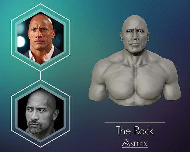 The Rock Portrait Sculpture 3D model 3D printable | CGTrader