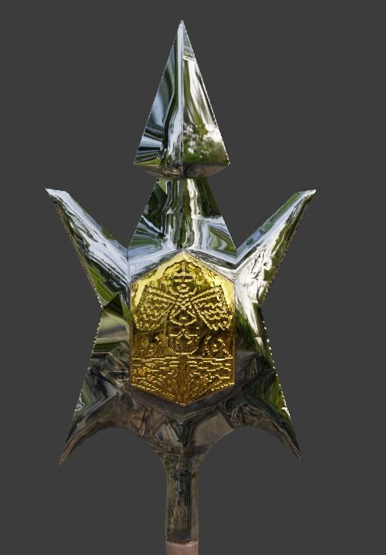 3D model Stylized spear with a gold plate VR / AR / low-poly | CGTrader