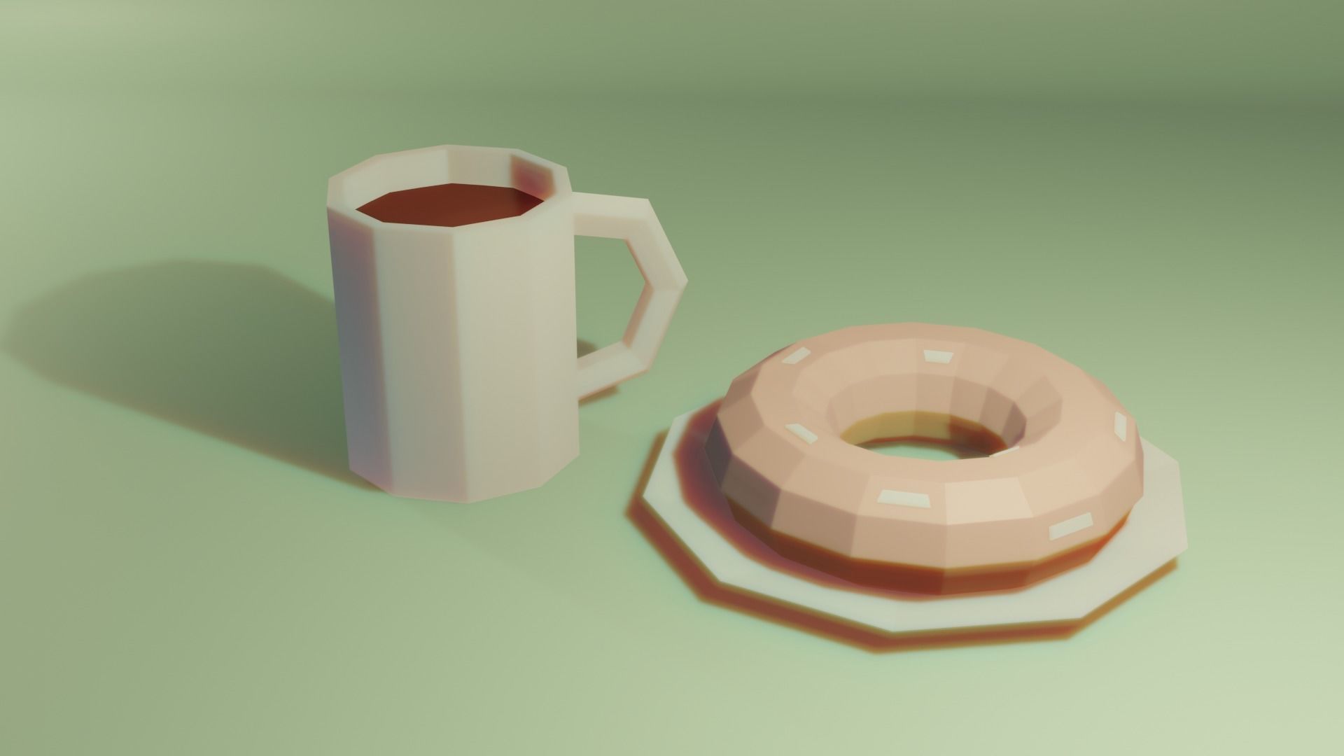 Low poly cup and donut free VR / AR / low-poly 3D model | CGTrader