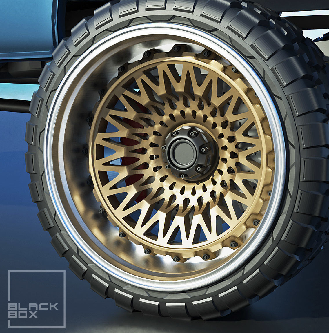 Mesh Offroad Wheel set with low profile tires 3D model 3D printable ...