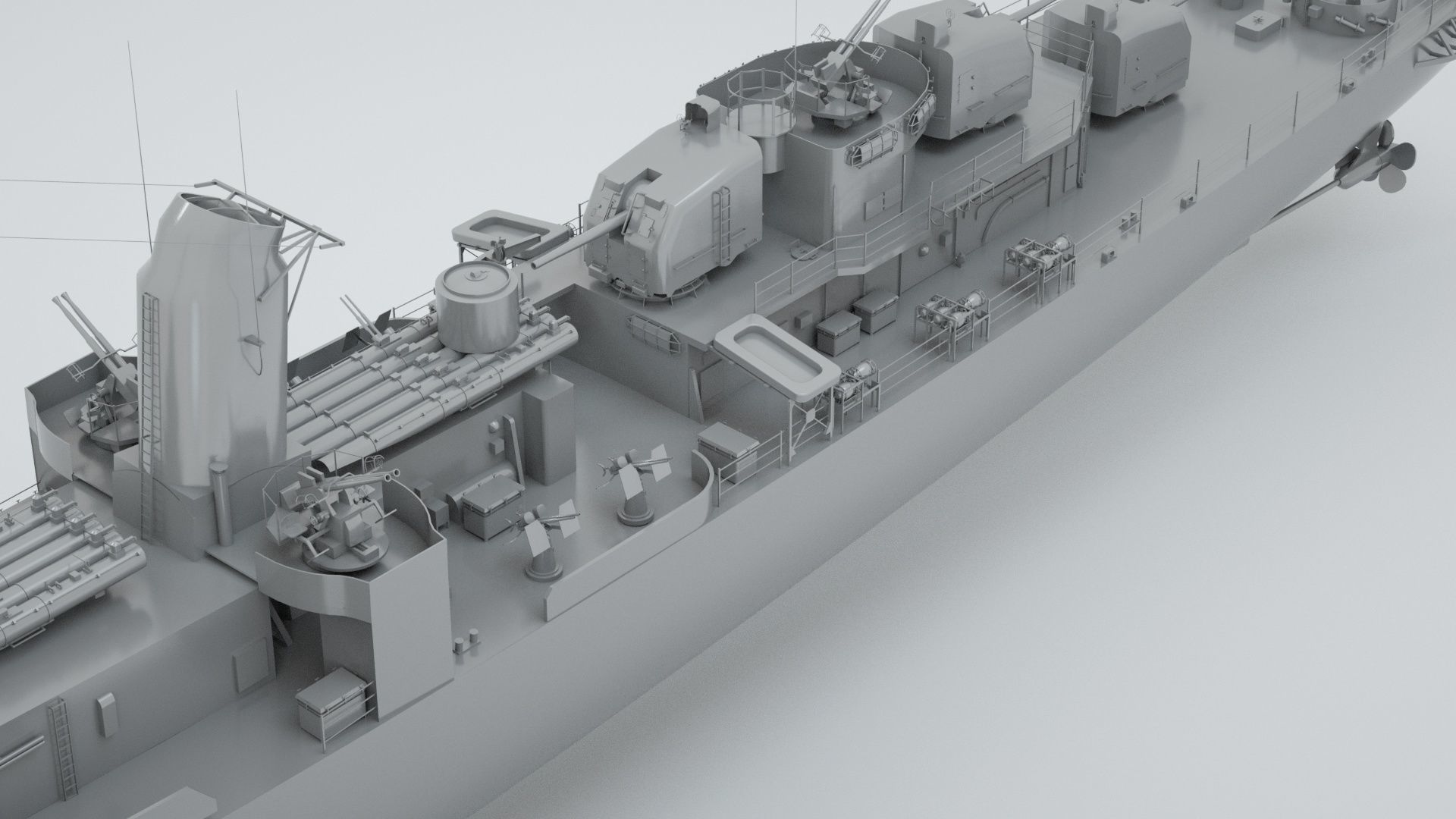 USS Johnston Destroyer DD-557 3D model rigged | CGTrader