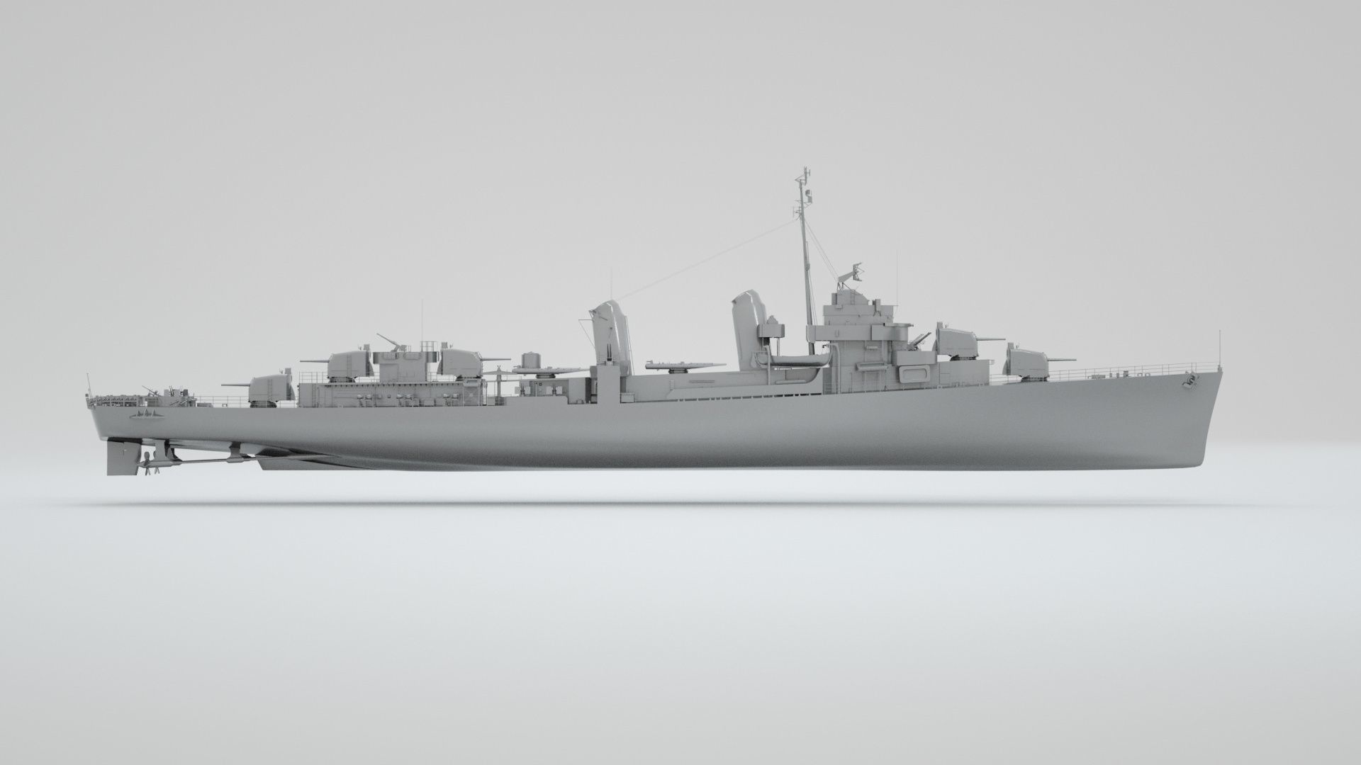USS Johnston Destroyer DD-557 3D model rigged | CGTrader