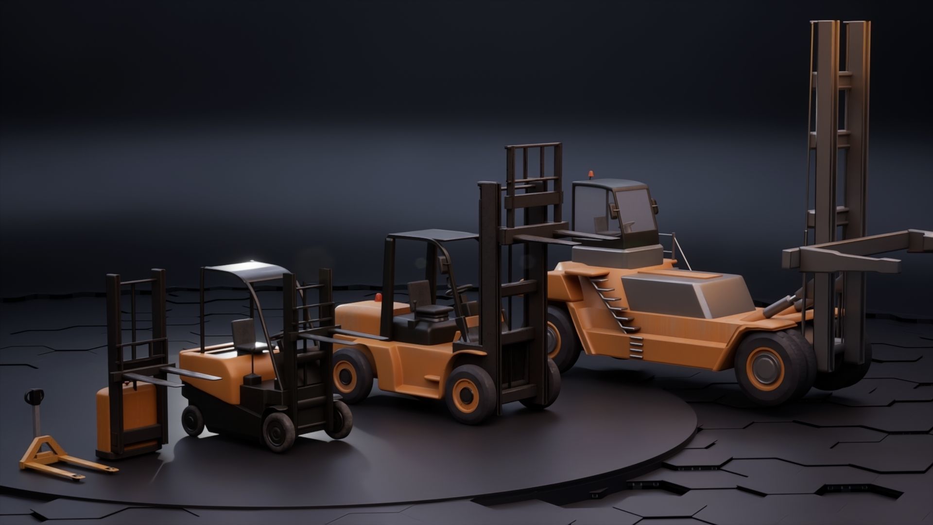Forklift Pack with textures and Rig 3D model rigged | CGTrader