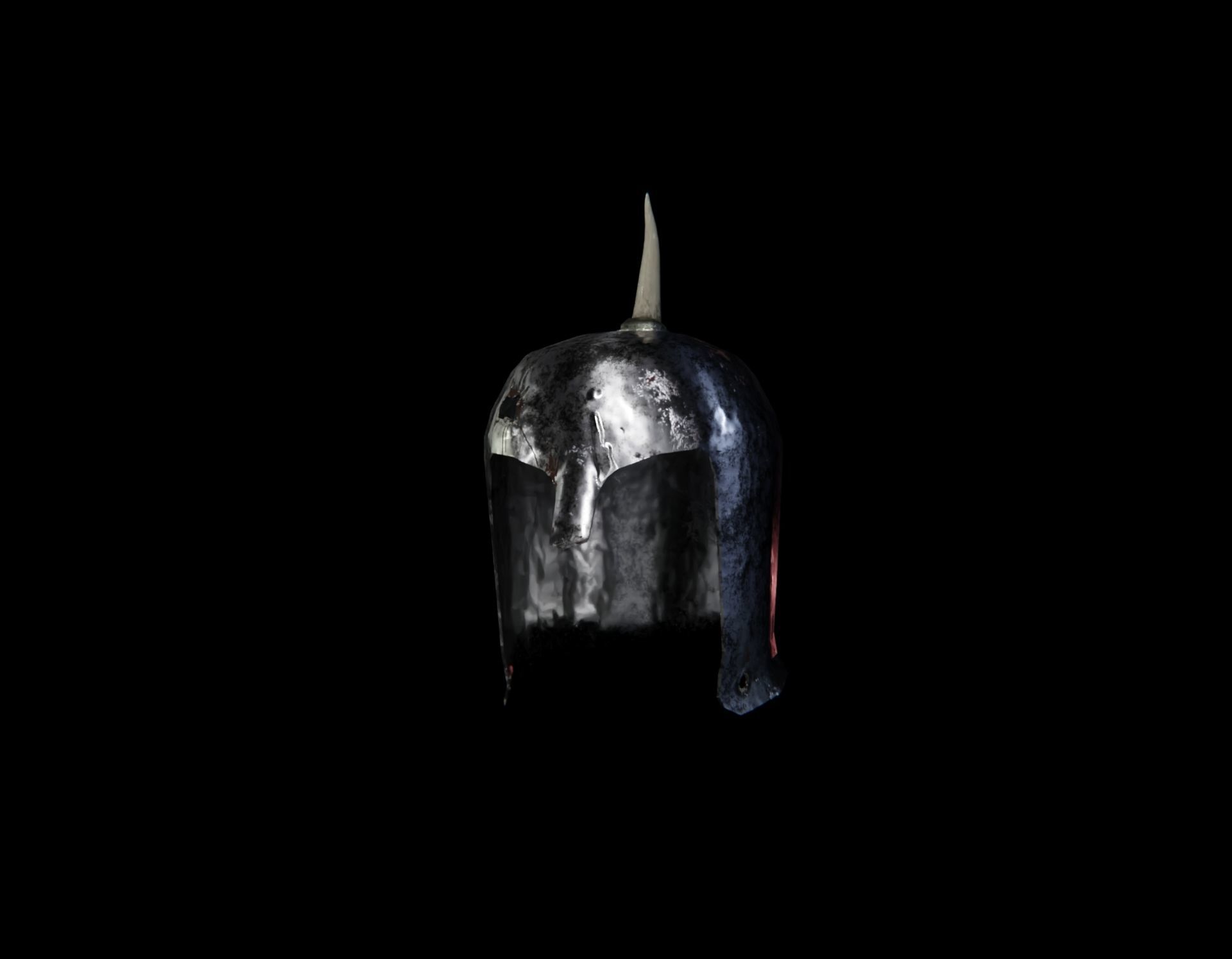 3D model Medieval one horn damaged knight helmet VR / AR / low-poly ...