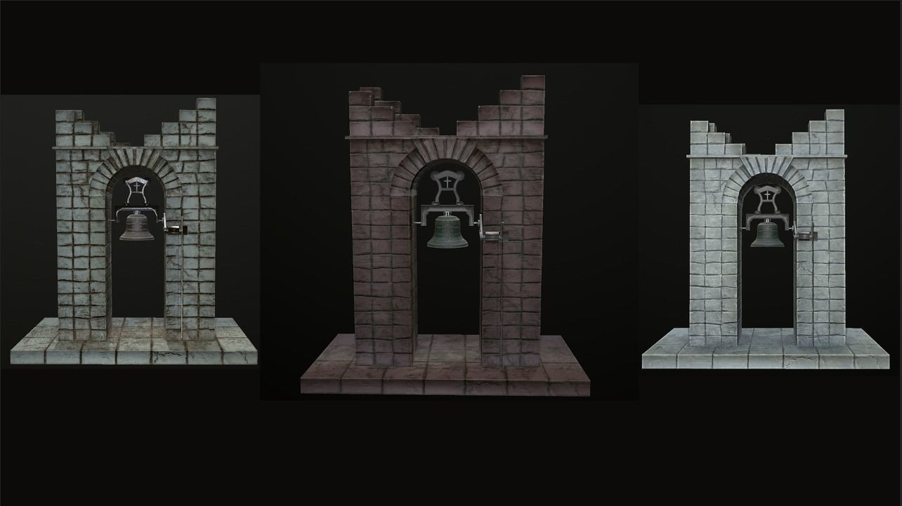 3D model Stone bell tower low poly 3 texture options VR / AR / low-poly ...