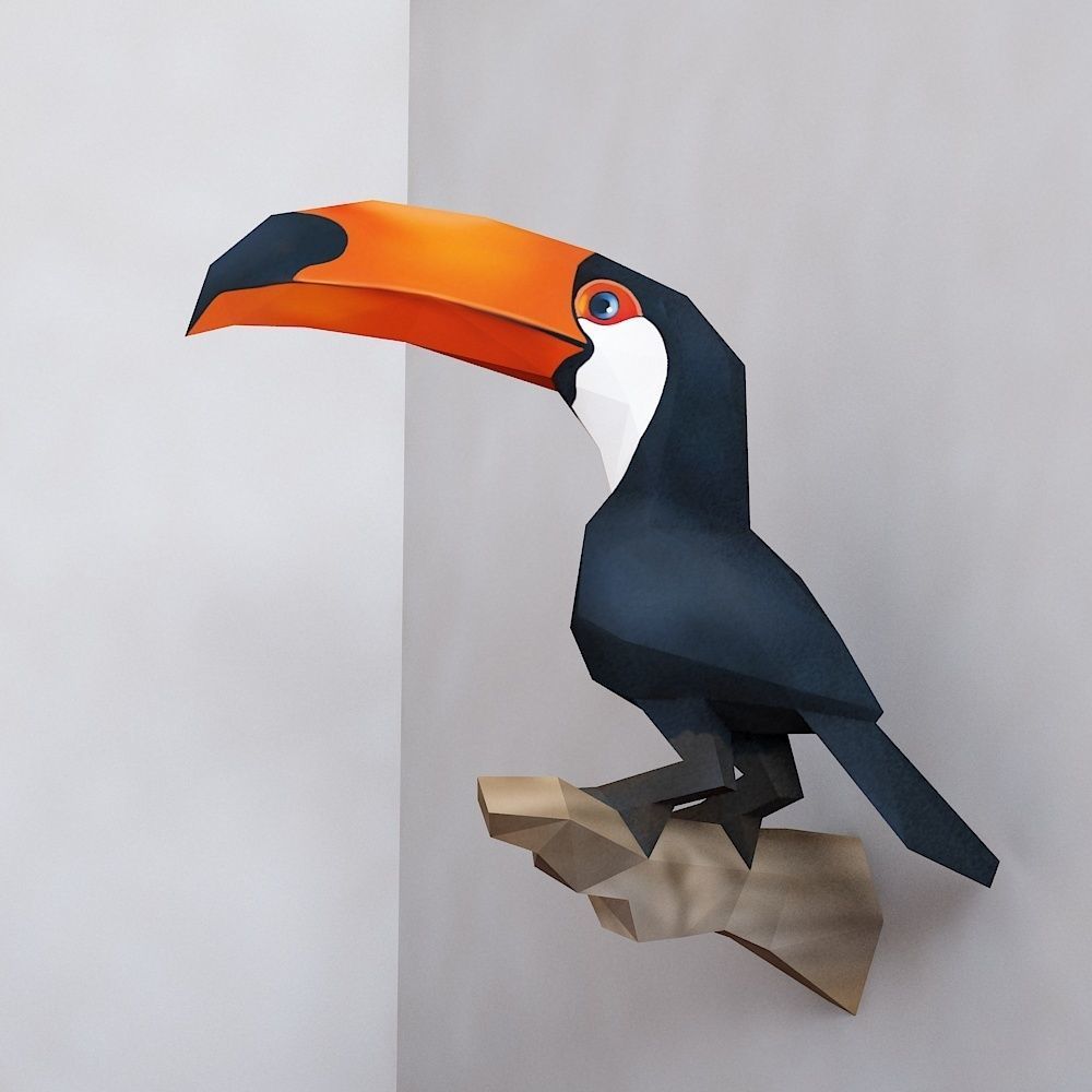 Toucan Low poly papercraft pepakura 3D model 3D printable | CGTrader