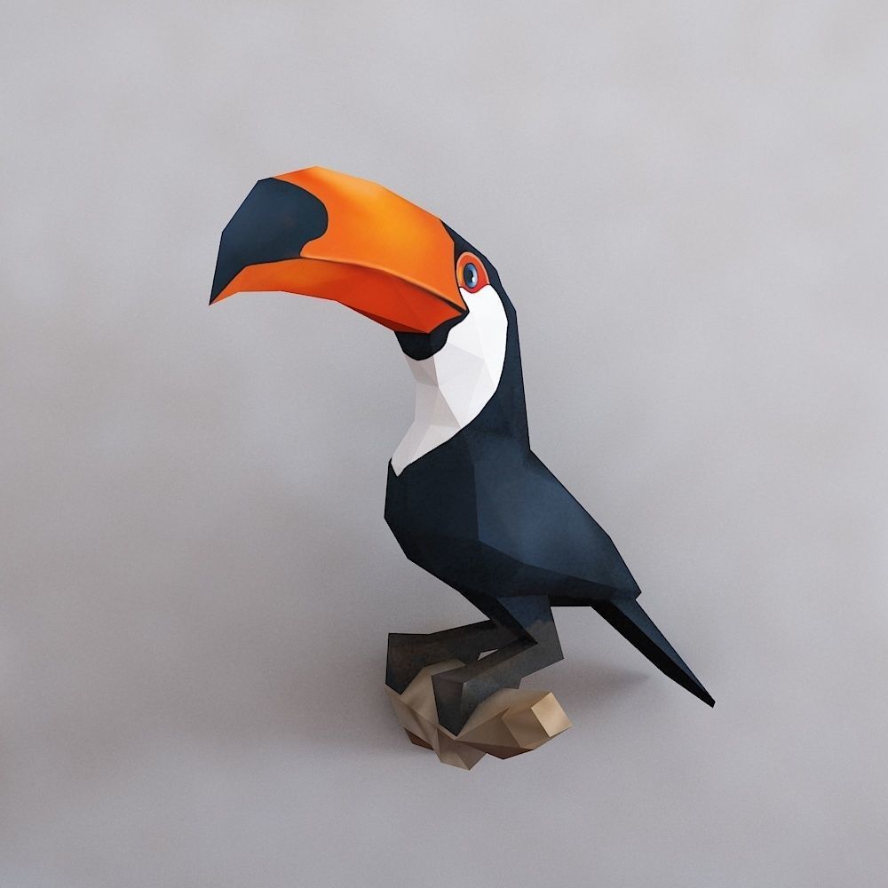 Toucan Low poly papercraft pepakura 3D model 3D printable | CGTrader