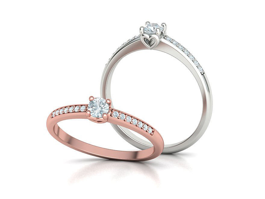 Promise Solitaire Ring Heart design Classic Ring 3dmodel 3D model 3D ...