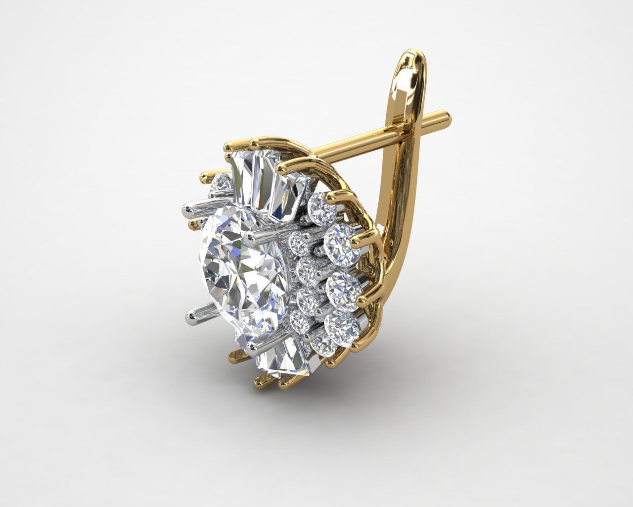 earrings with diamonds 3D model 3D printable | CGTrader