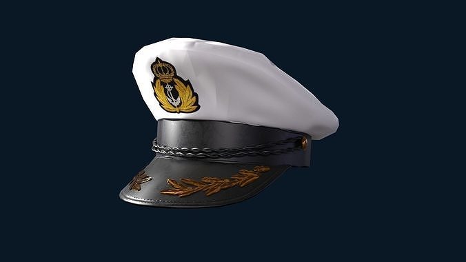 3D model captains cap pbr lowpoly gameready 3d ship VR / AR / low-poly ...