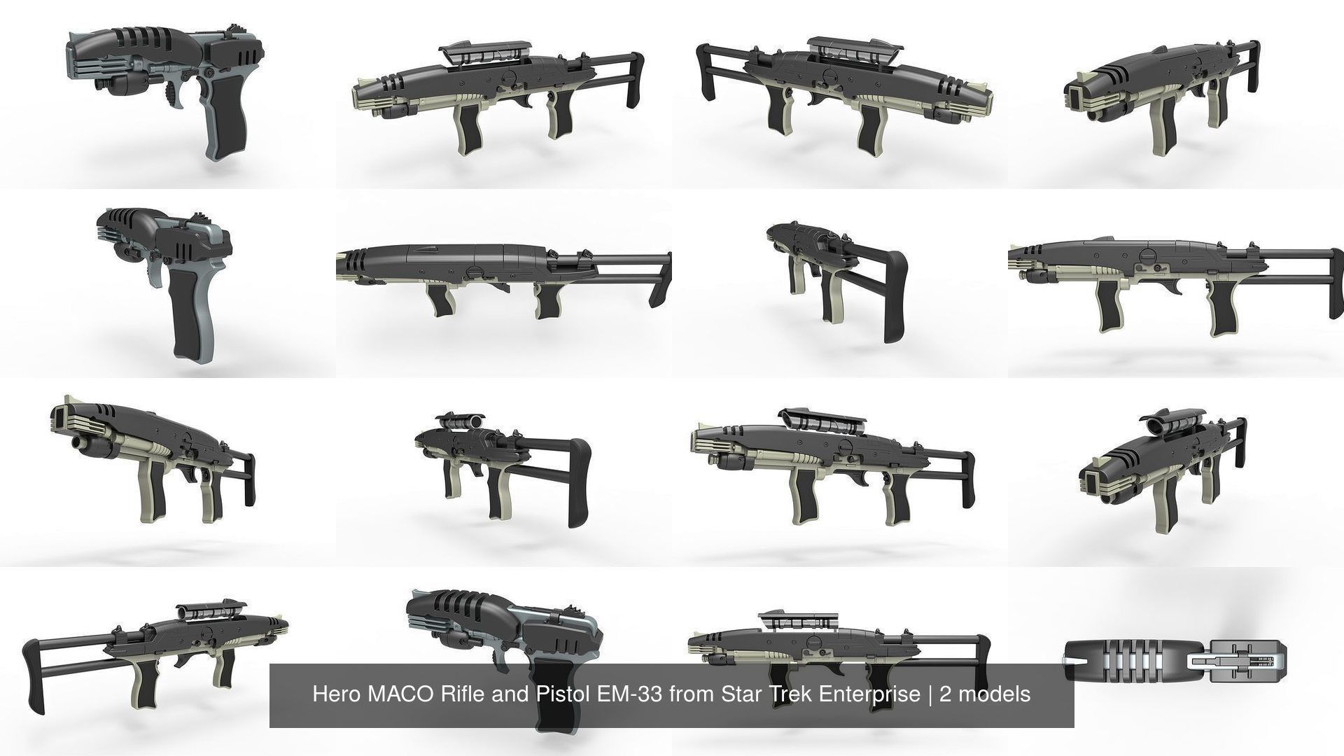 Hero MACO Rifle and Pistol EM-33 from Star Trek Enterprise 3D Model Collection | CGTrader