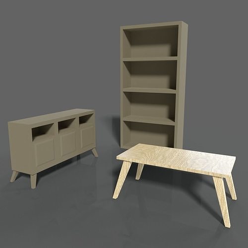 3D model Simple Furniture Set - Set Furnitur VR / AR / low-poly | CGTrader
