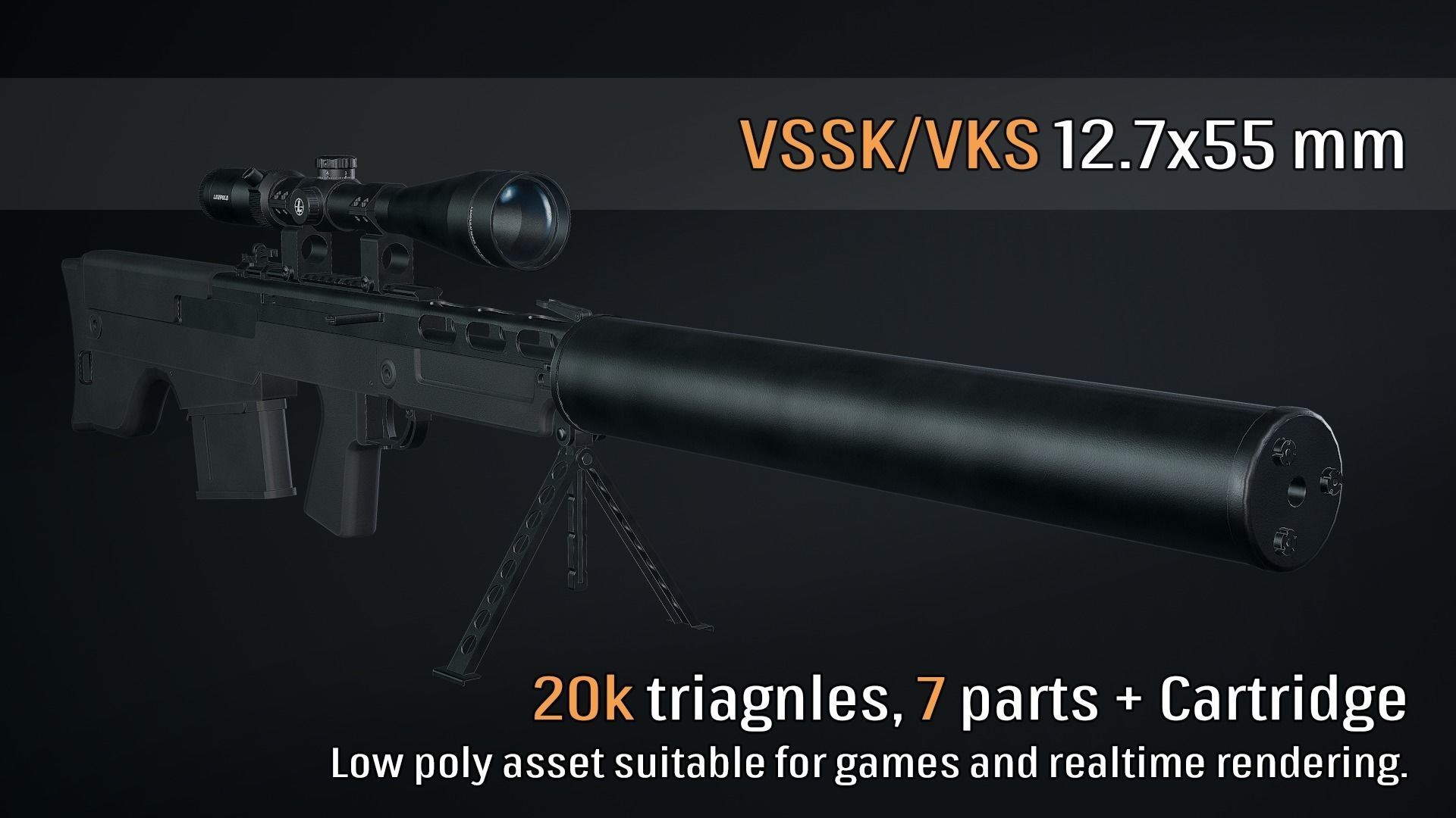 3D model VKS sniper rifle VR / AR / low-poly | CGTrader