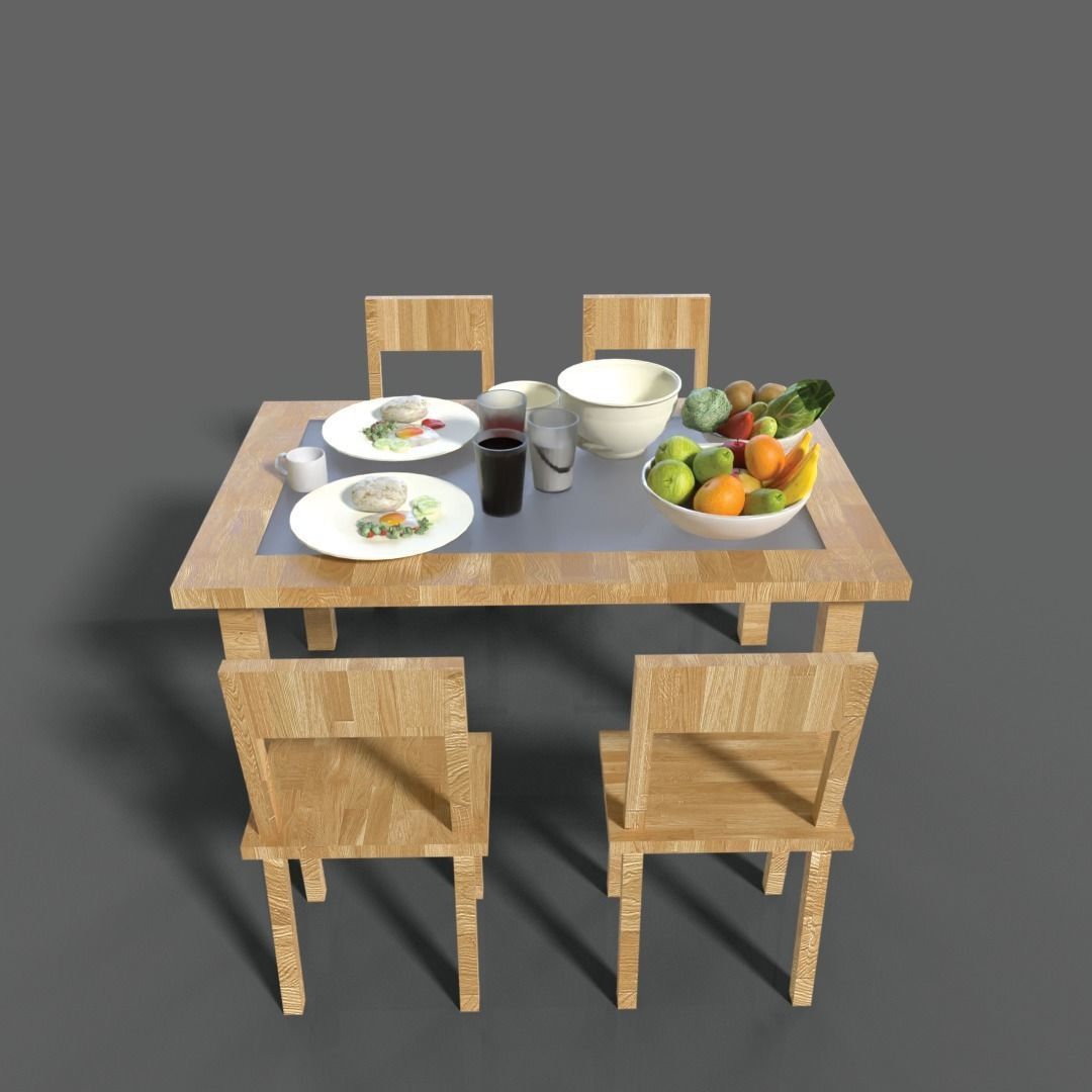 3D model Simple Dining Room Sets - Meja Makan VR / AR / low-poly | CGTrader