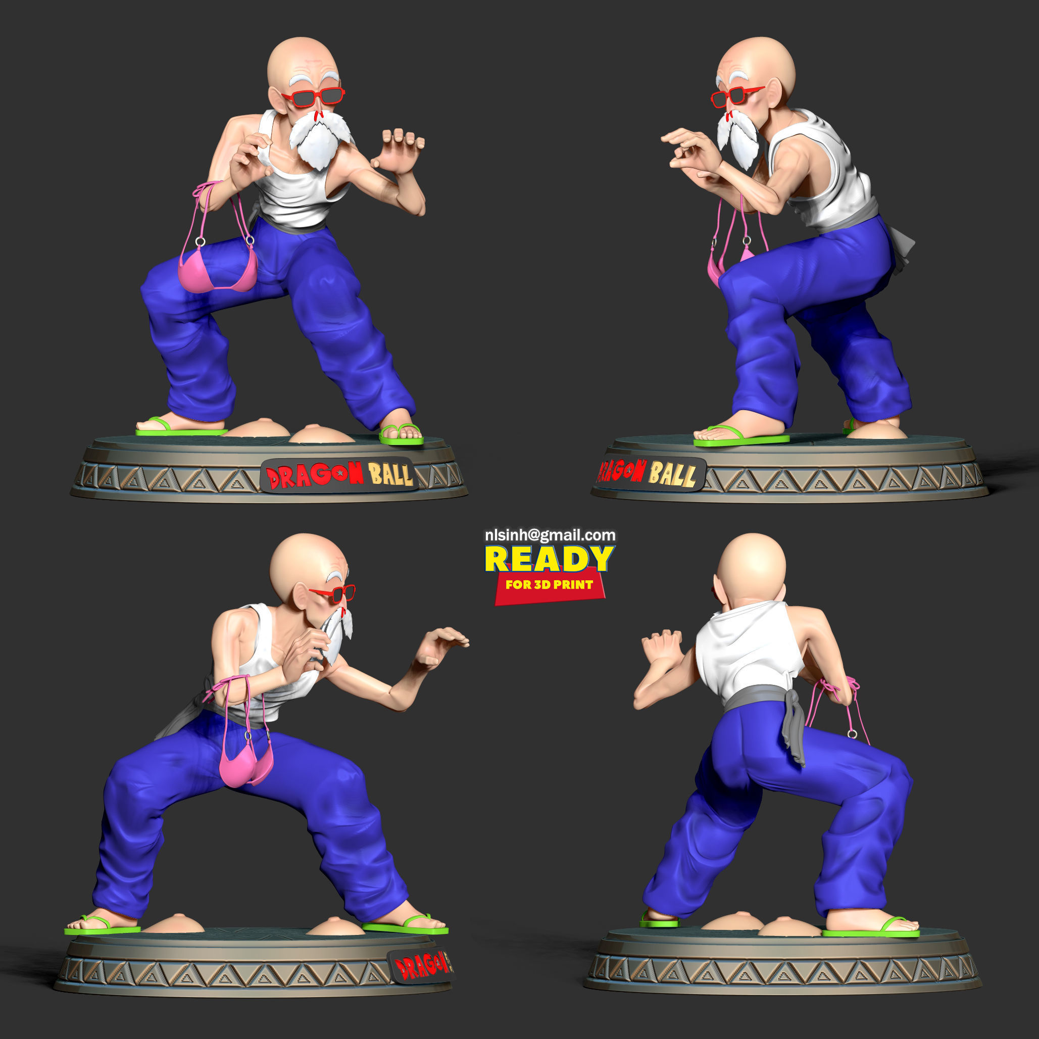 Master Roshi - Ready to fight 3D model 3D printable | CGTrader
