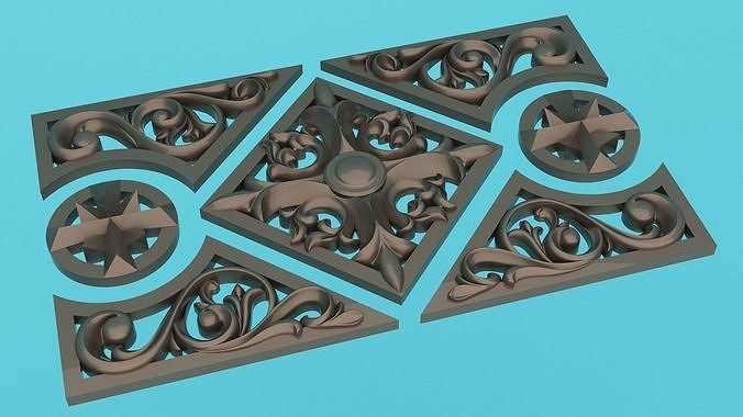 3D model Panel with patterns 3D Model Molding VR / AR / low-poly | CGTrader