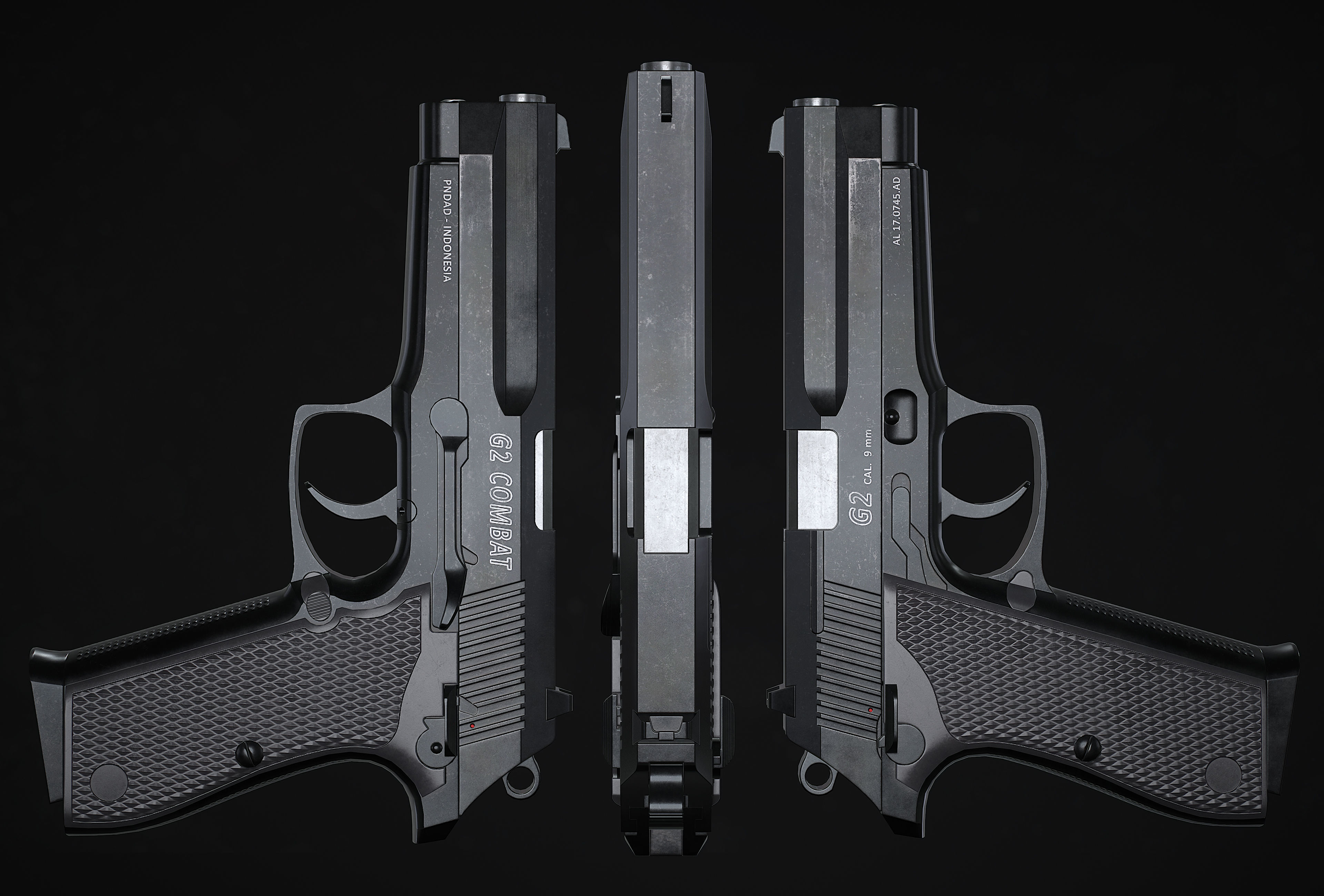 G2 Combat Pistol free VR / AR / low-poly 3D model rigged | CGTrader