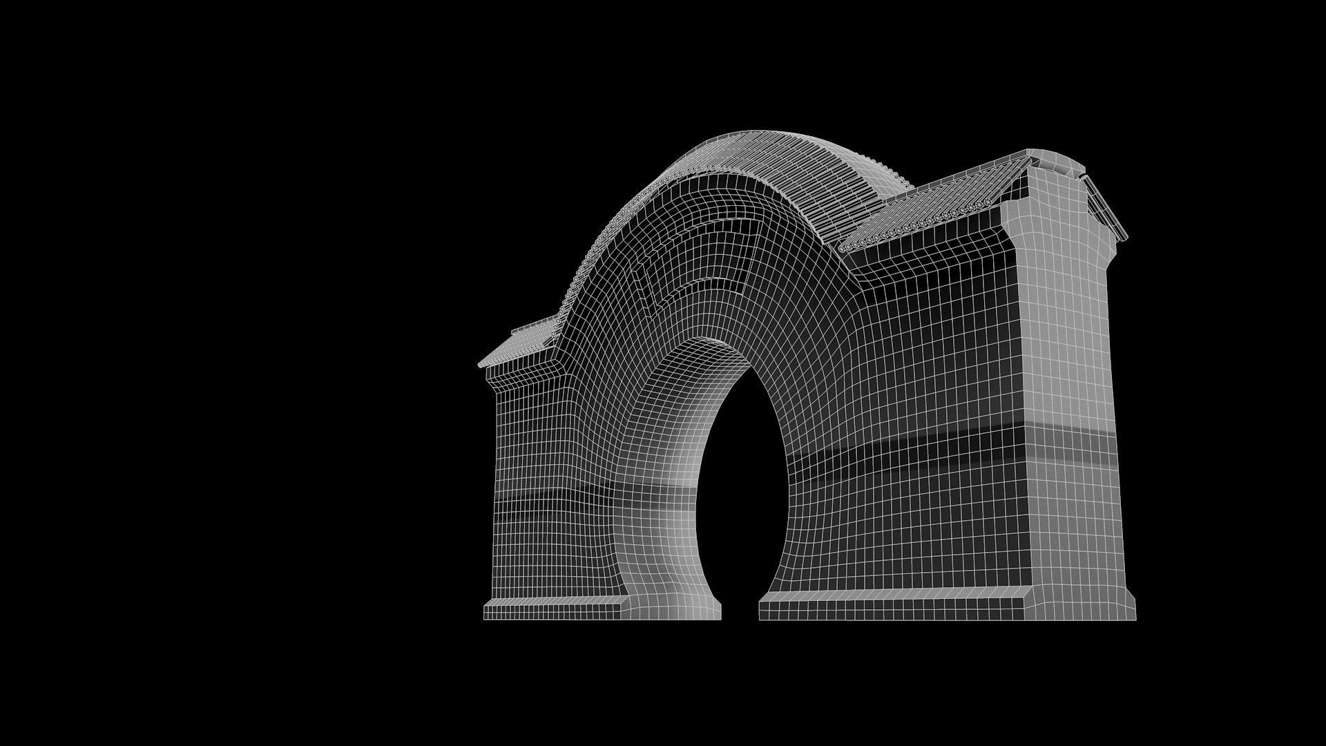 Chinese Garden Stone Gate Wall 3D model | CGTrader