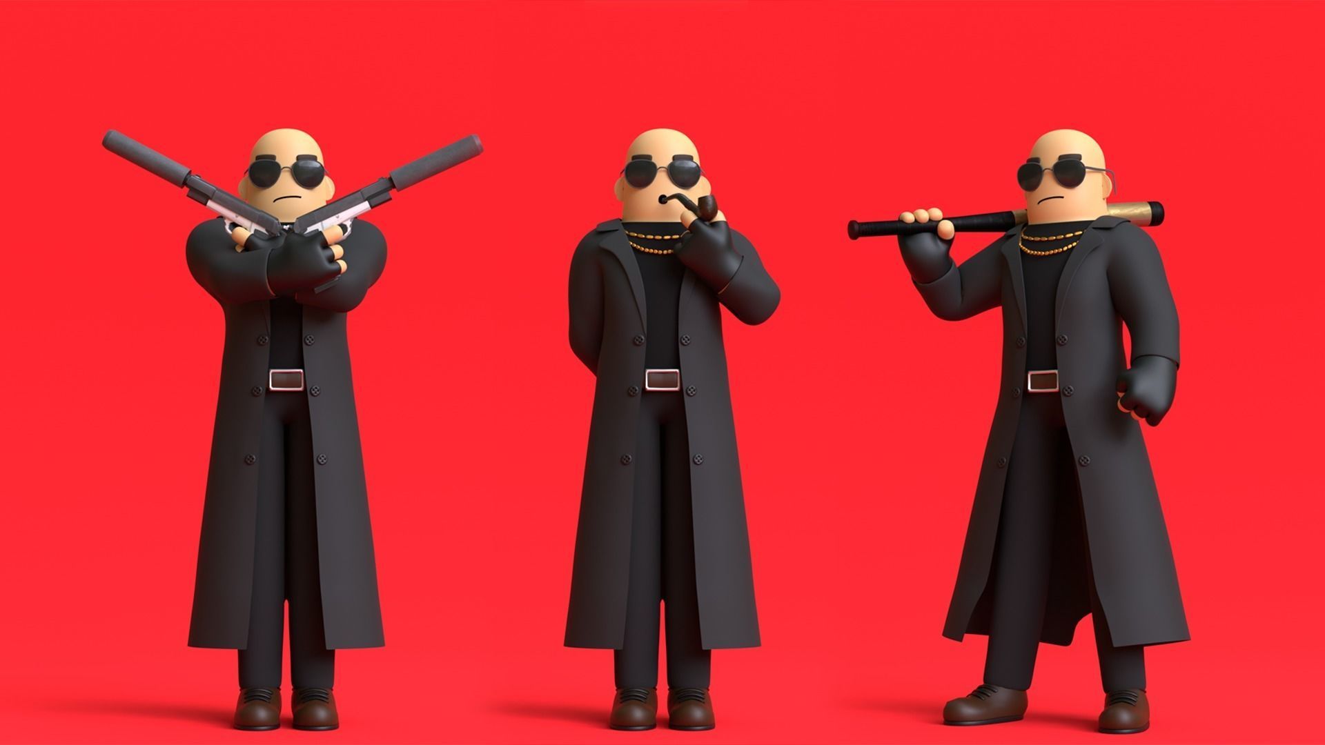 Minimal Gangster 3D Cartoon Character 3D model rigged | CGTrader