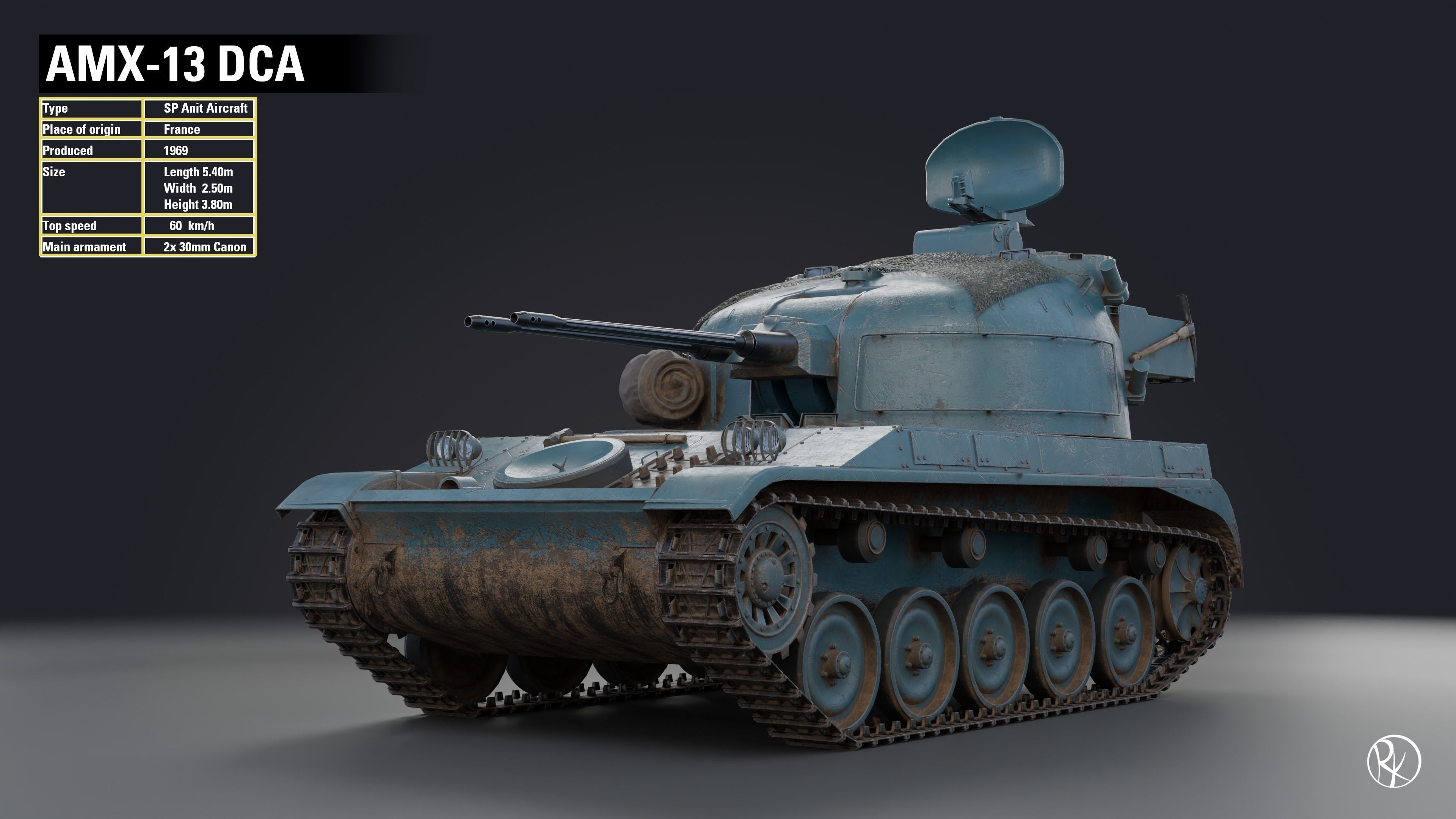 AMX-13 DCA PBR Model 3D model | CGTrader